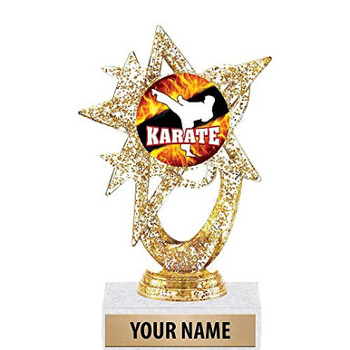 5.5 inch Gold Glitter Karate Trophies, Custom Astral Star Karate Trophy ...