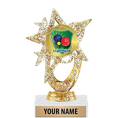 5.5 inch Gold Glitter Bocce Ball Trophies, Custom Astral Star Bocce ...