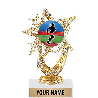 5.5 inch Gold Glitter Female Finish Line Trophies, Custom Astral Star ...