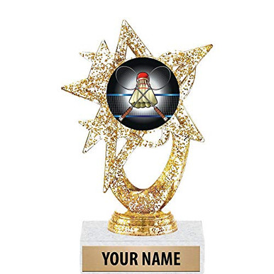 5.5 inch Gold Glitter Badminton Trophies, Custom Astral Star Badminton ...