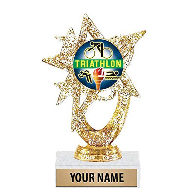 5.5 inch Gold Glitter Triathlon Trophies, Custom Astral Star Triathlon ...