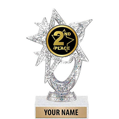 5.5 inch Silver Glitter 2nd Place Trophies, Custom Astral Star 2nd ...