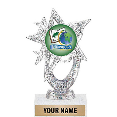 5.5 inch Silver Glitter Geography Trophies, Custom Astral Star ...
