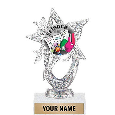 5.5 inch Silver Glitter Science Fair Trophies, Custom Astral Star ...