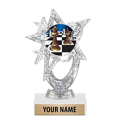 5.5 inch Silver Glitter Chess Trophies, Custom Astral Star Chess Trophy ...