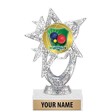 5.5 inch Silver Glitter Bocce Ball Trophies, Custom Astral Star Bocce ...