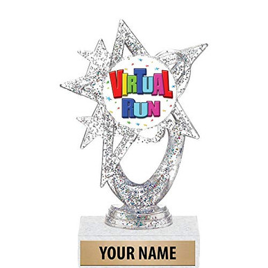 5.5 inch Silver Glitter Virtual Run Trophies, Custom Astral Star ...