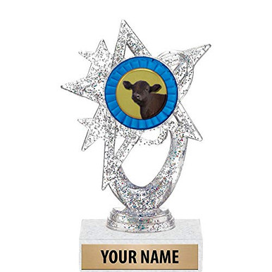 5.5 inch Silver Glitter Angus Steer Trophies, Custom Astral Star Angus ...