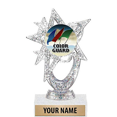 5.5 inch Silver Glitter Color Guard Trophies, Custom Astral Star Color ...