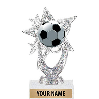 5.5 inch Silver Glitter Soccer Ball Trophies, Custom Astral Star Soccer ...