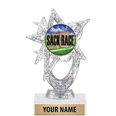 5.5 inch Silver Glitter Sack Race Trophies, Custom Astral Star Sack ...