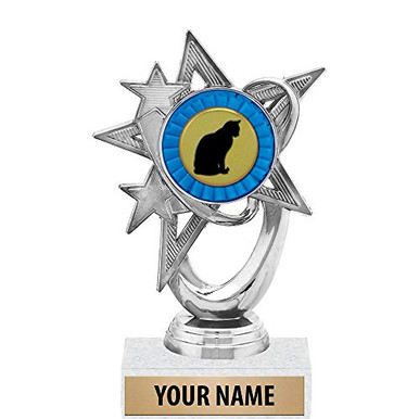 5.5 inch Silver Cat Trophies, Custom Astral Star Cat Trophy Award Prime ...