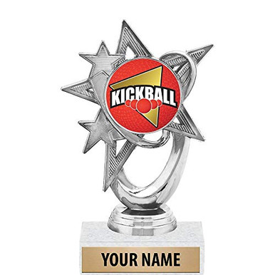 5.5 inch Silver Kickball Trophies, Custom Astral Star Kickball Trophy ...