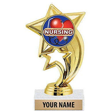 6 inch Gold Nurse Trophies, Custom Star Rocket Nurse Trophy Award Prime ...