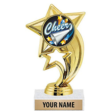 6 inch Gold Cheer Megaphone Trophies, Custom Star Rocket Cheer ...