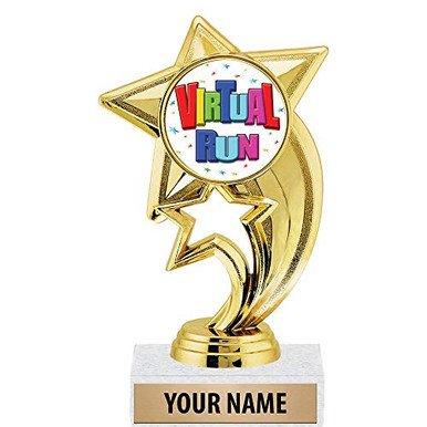 6 inch Gold Virtual Run Trophies, Custom Star Rocket Virtual Run Trophy ...