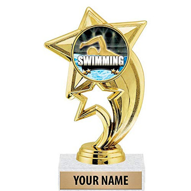 6 inch Gold Swimming Stars Trophies, Custom Star Rocket Swimming Stars ...