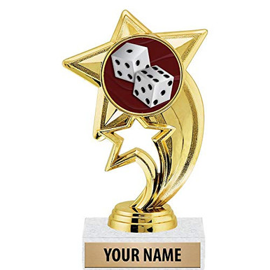 6 inch Gold Dice Trophies, Custom Star Rocket Dice Trophy Award Prime ...