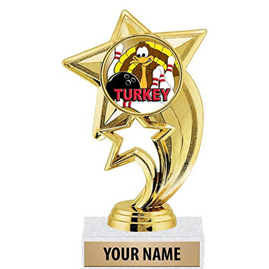 6 inch Gold Bowling Turkey Trophies, Custom Star Rocket Bowling Turkey ...