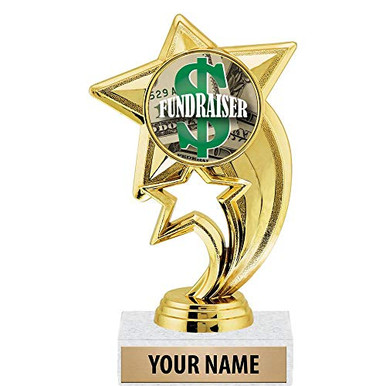 6 inch Gold Fundraiser Trophies, Custom Star Rocket Fundraiser Trophy ...