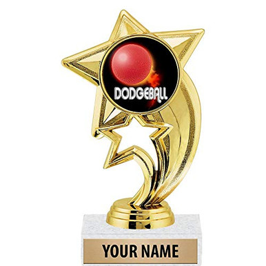 6 inch Gold Dodgeball Trophies, Custom Star Rocket Dodgeball Trophy ...