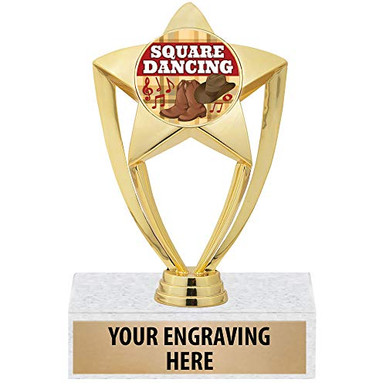 6 inch Gold Star Square Dancing Trophies - Custom Square Dance Trophy ...