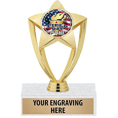 Crown Awards 6 inch Field Day 2nd Place Trophy - Second Place Star ...