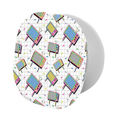 Adjustable Cell Phone Stand,Funny Retro 80s Memphis Neon Color TV with ...