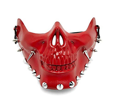 Steampunk Mask Men Masquerade Skeletal Spike Half Face Skull Mask ...