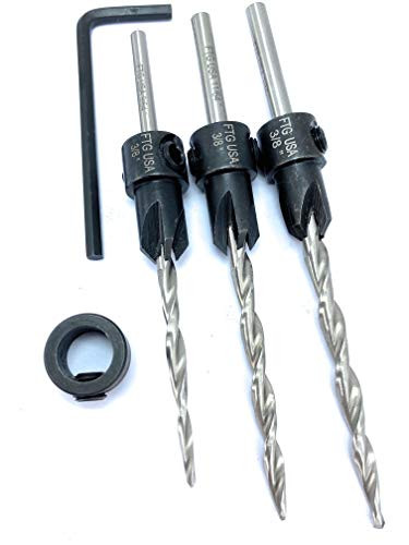 FTG USA PARABOLIC Flute Adjustable Wood Countersink Set 6810 - High ...