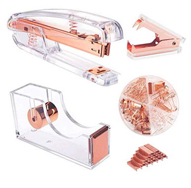 Kakeah Rose Gold Desk Stapler with 1000 Staples, Staple Remover, Binder ...