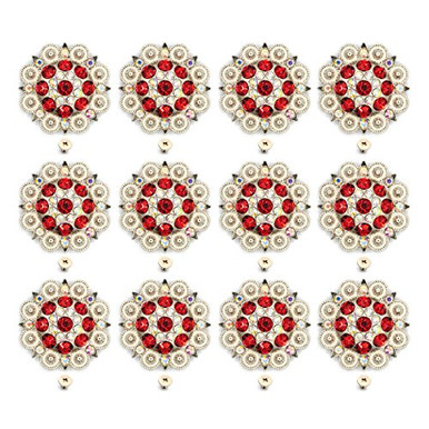 DIY Conchos Button Crystal Leathercraft Conchos with Screw (Clor 2, 12 ...