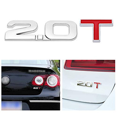 TOMALL 3D 2.0T Chrome Aluminum Alloy Rear Trunk Emblem Badge Decal for ...