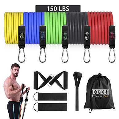 Resistance Bands Set, Donobi 150Lbs Workout Bands for Men Women Fitness ...