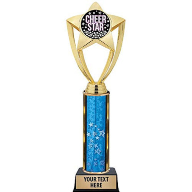 Crown Awards Cheerleading Trophies, 11 inch Gold Star Cheer Trophy with ...