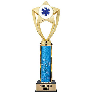 Crown Awards Star of Life Trophies, 11 inch Gold Star EMS Star of Life Trophy with Engraving ...