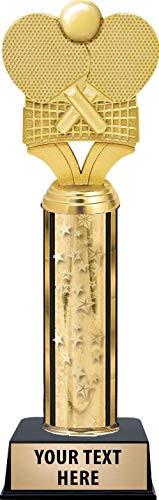 Crown Awards Table Tennis Paddles with Net Trophy On Black Base, Gold ...