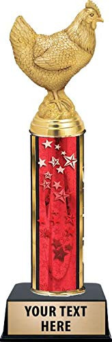 Crown Awards Chicken Trophies, Red Stars Chicken Figure Trophy On Black ...