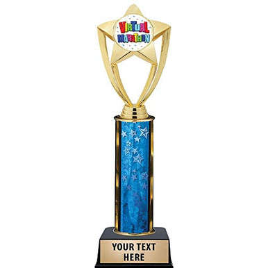 Crown Awards 11 inch Virtual Marathon Blue and Gold Star Column Trophy ...
