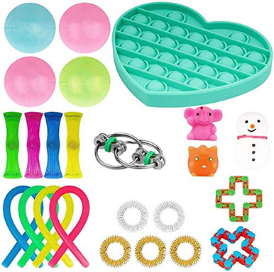 Nyaon Fidget Toys Set - Fidget Pack with Heart-Shaped Push Pop Bubble Sensory Fidget ...