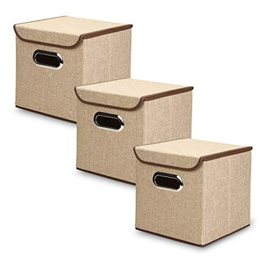 Storage Box Foldable Storage Bins with Lids 10 inch Square Sturdy ...