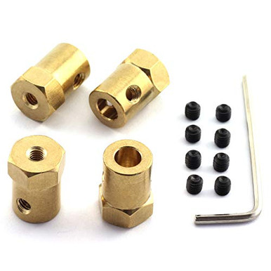 HJ Garden 4pcs 6mm Brass Hex Shaft Coupling Motor Flexible Coupler ...