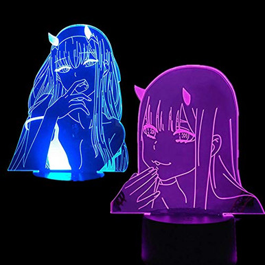 3D Anime Night Light 2 Pattern Led Zero Two Figure Table Lamp Light ...