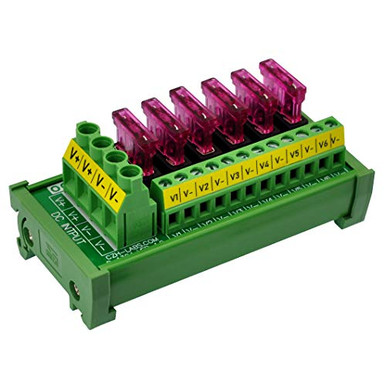 DC Power Fuse Distribution Strip Module (6 Position, DIN Rail Mount ...