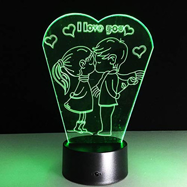 lihaohao Romantic Couple Kissing 3D Night Light, Led Illusion Bedside ...