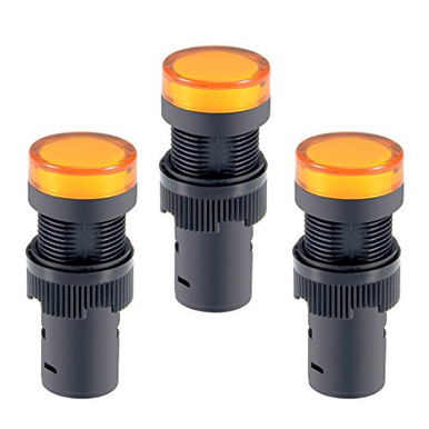 uxcell 3Pcs Yellow Indicator Light AC/DC 24V, 16mm Panel Mount, for ...