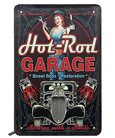 Swono Hot Rod Garage Tin Signs,Sexy PinUp Girl with Repair Tools and ...