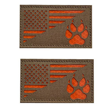 2 Pack Reflective USA Flag with Tracker Paw Tactical Patches ...