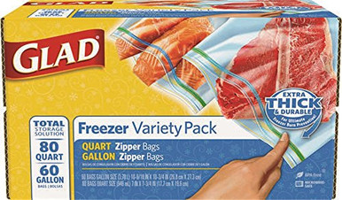 Glad Extra Thick Zipper Freezer Bags Variety Pack- 60ct Gallon 80ct ...