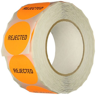 TapeCase INVLBL-031"Rejected" Inventory Control Label in Orange Pack of ...